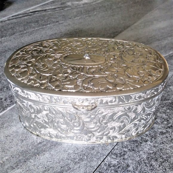 Storage & Organization | Small Oval Silver Plated Trinket Box | Poshmark